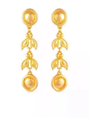SUSAN CAPLAN 1980s Graduated Leaf Drop Earrings - Gold