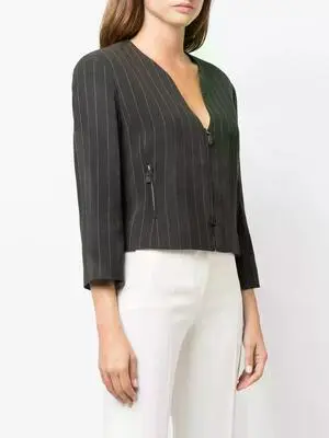 Giorgio Armani 1990s Pinstriped V-neck Jacket