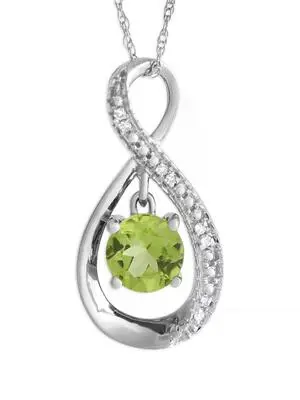 LB EXCLUSIVE 14kt White Gold Diamond And Peridot Pendant Necklace - Silver
