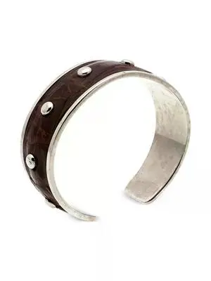 TOD'S Leather Studded Bracelet - Silver