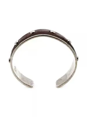 TOD'S Leather Studded Bracelet - Silver