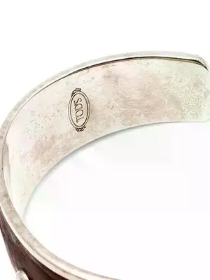 TOD'S Leather Studded Bracelet - Silver