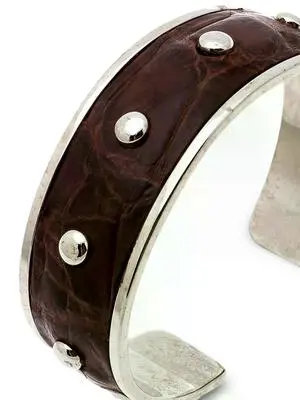 TOD'S Leather Studded Bracelet - Silver