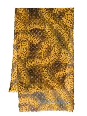 LOUIS VUITTON X Yayoi Kusama Polka Dot Frayed Scarf - Orange