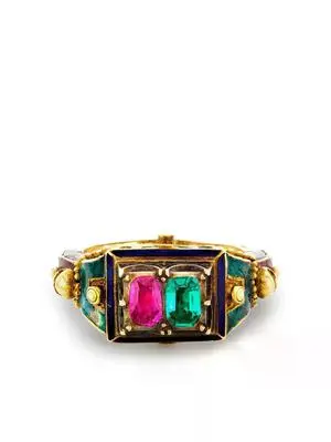 PRAGNELL 18kt Yellow Gold Ruby And Emerald Ring - Green