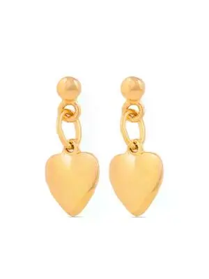 SUSAN CAPLAN 1980s Heart Drop Earrings - Gold