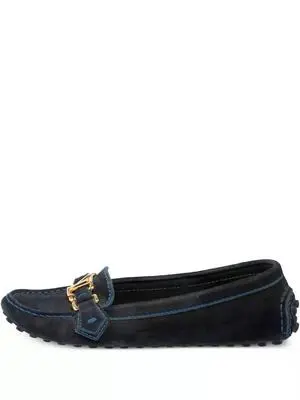LOUIS VUITTON Logo Suede Loafers