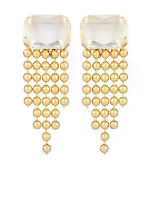 SUSAN CAPLAN 1990s Gemstone-embellished Chandelier Clip-on Earrings - Gold
