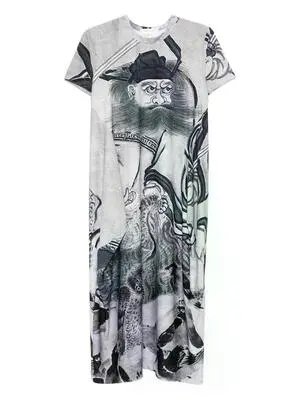 Comme Des Garçons 2010s Graphic-print Short-sleeve Dress - Grey