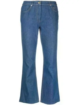 John Galliano 1990s Crochet-pocket Cropped Jeans - Blue