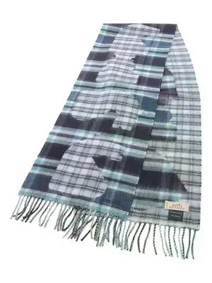 Hermès 2010s Check Fringed Scarf - Blue