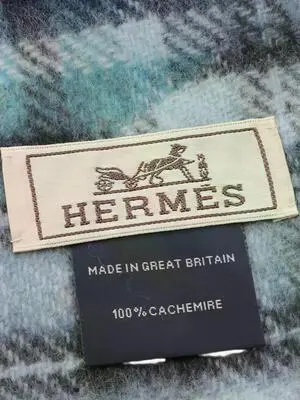 Hermès 2010s Check Fringed Scarf