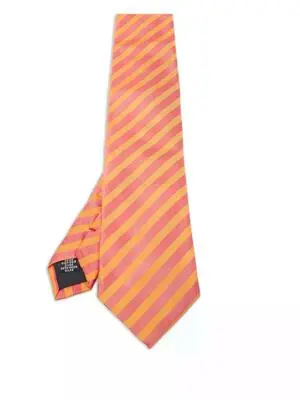 Moschino Diagonal-stripes Silk Tie - Pink