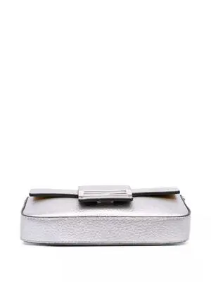 Fendi Leather Baguette Crossbody Bag - Silver