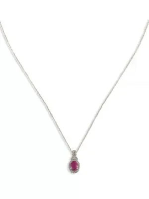LB EXCLUSIVE 14kt White Gold Diamond And Ruby Pendant Necklace