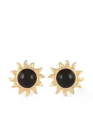 SUSAN CAPLAN 1980s Vintage Sun Clip-on Earrings - Gold