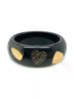 Dior 1990s Heart-print Bangle - Black