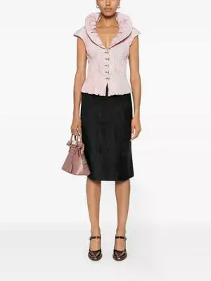 John Galliano 1990s Pinstripe Wool Midi Skirt