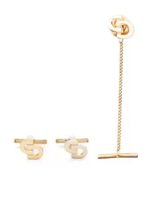 Dior 1980s Cd Tie Pin And Cufflinks Set - Gold