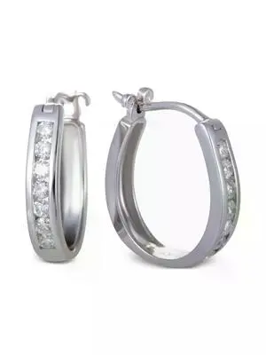 LB EXCLUSIVE 14k White Gold Diamond Hoop Earrings