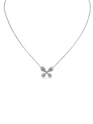 LB EXCLUSIVE 14k White Gold Diamond Flower Necklace - Silver