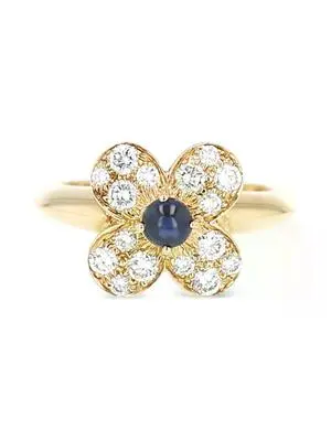 Van Cleef & Arpels Yellow Diamond And Sapphire Flower Ring - Gold
