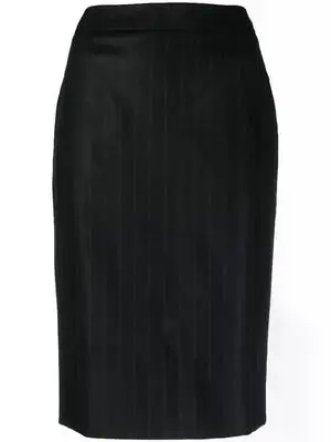 Dior 1990s Pinstripe Pencil Skirt - Black