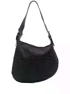 Fendi Zebra Print Canvas Oyster Hobo Bag