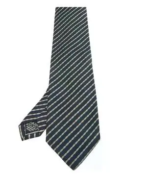 Brioni Diagonal-pattern Silk Tie - Blue