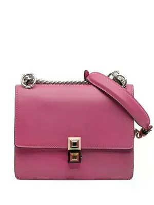 Fendi Small Leather Kan I Crossbody Bag - Pink