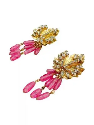 Dior 1970s Leaf-shaped Crystal Earrings