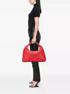 Bottega Veneta Medium Nappa Intrecciato Ruffle Veneta Hobo Bag - Red