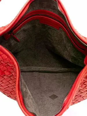 Bottega Veneta Medium Nappa Intrecciato Ruffle Veneta Hobo Bag - Red