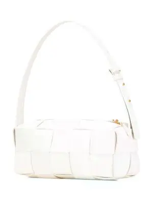 Bottega Veneta Small Lambskin Intrecciato Brick Cassette Shoulder Bag - White