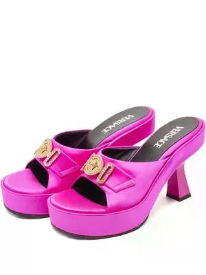 Versace Medusa Platform Satin Mules - Pink