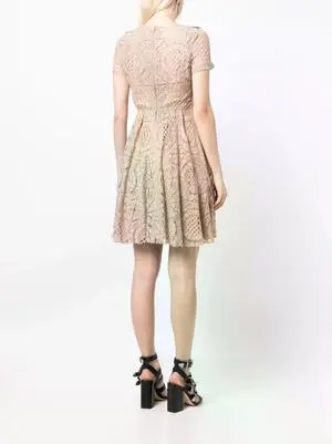 Burberry Lace Short Sleeve Dress - Neutrals