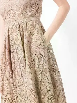 Burberry Lace Short Sleeve Dress - Neutrals