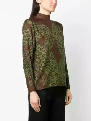 Saint Laurent 1980s Leopard Print Silk Blouse