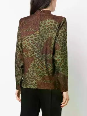 Saint Laurent 1980s Leopard Print Silk Blouse