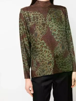 Saint Laurent 1980s Leopard Print Silk Blouse