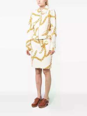 Celine 1990-2000s Chain-link Print Skirt Suit