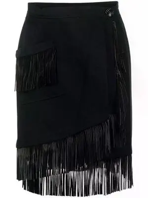Saint Laurent 1970s Fringed Wool Skirt