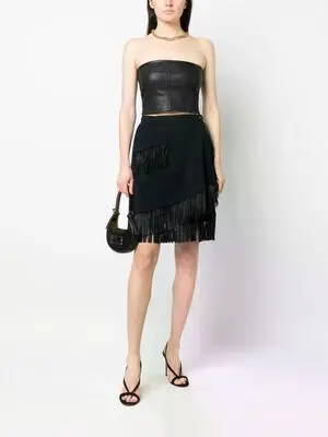 Saint Laurent 1970s Fringed Wool Skirt