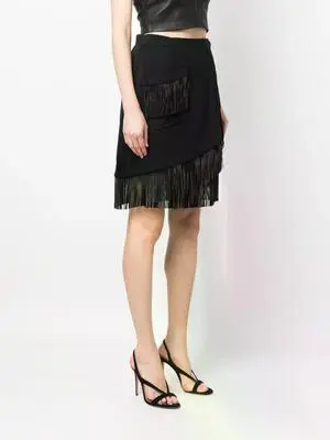 Saint Laurent 1970s Fringed Wool Skirt