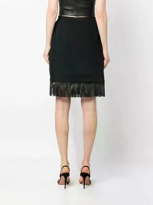 Saint Laurent 1970s Fringed Wool Skirt