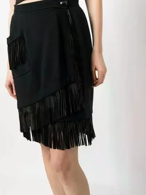 Saint Laurent 1970s Fringed Wool Skirt