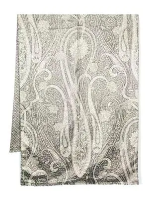 Valentino Garavani 1980s Paisley-print Metallic-threading Scarf - Black
