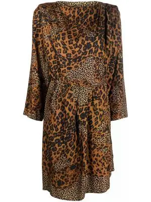 Saint Laurent 1980s Leopard Print Silk Dress