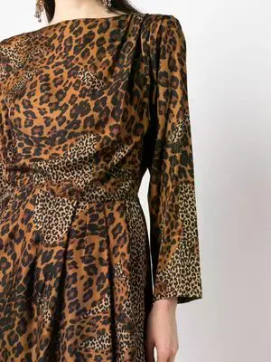 Saint Laurent 1980s Leopard Print Silk Dress