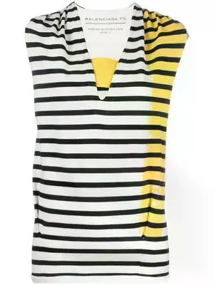 Balenciaga 2012 V-neck Striped Top